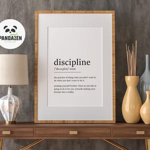 Discipline Definition Print, Motivational Wall Art, Discipline Poster ...