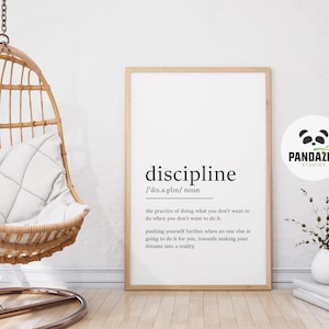 Discipline Definition Print, Motivational Wall Art, Discipline Poster ...