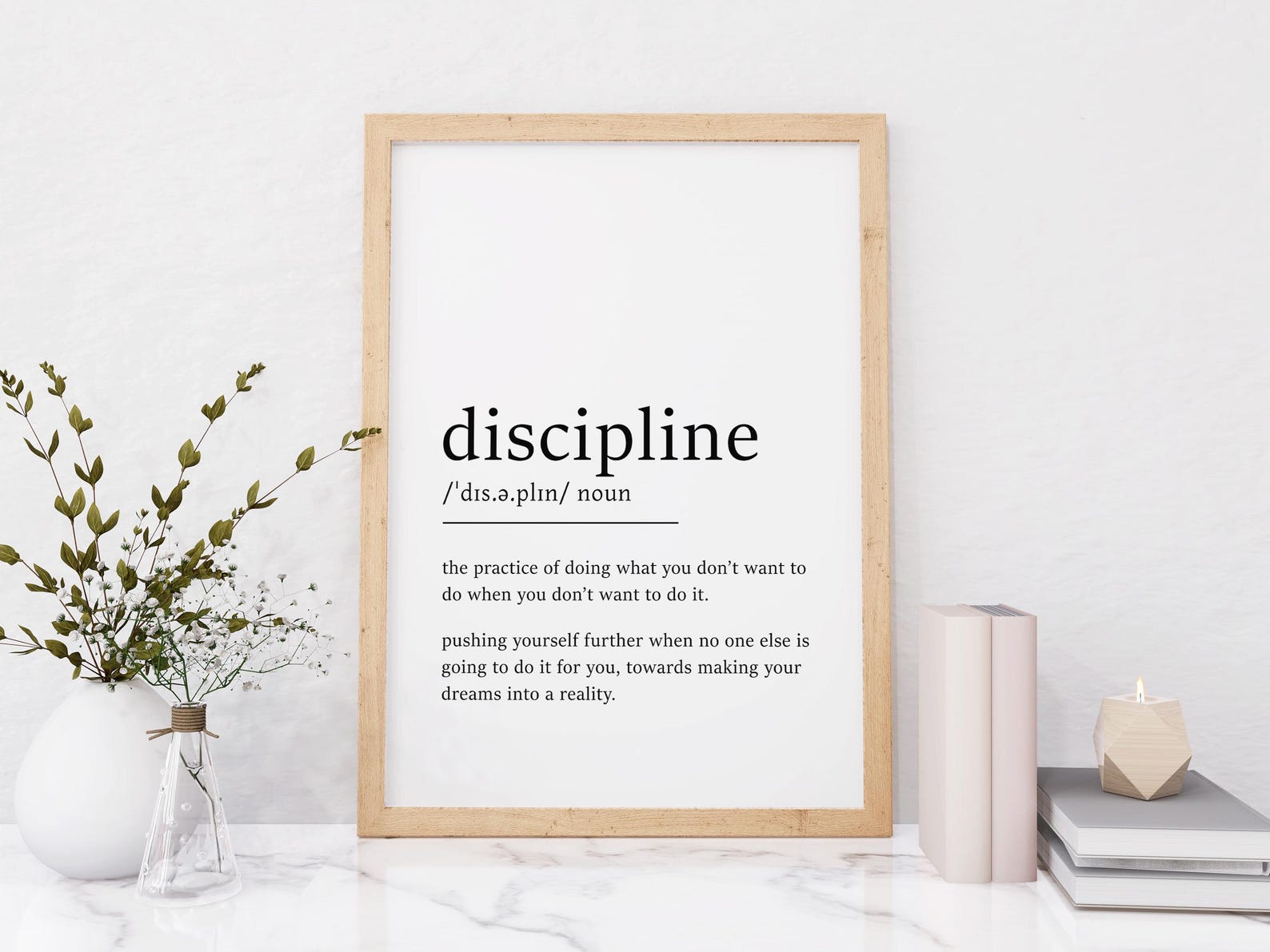 Discipline Definition Print, Motivational Wall Art, Discipline Poster ...