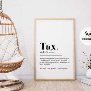 Tax Definition Print, Tax Wall Art Printable, Tax Poster, Accountant ...
