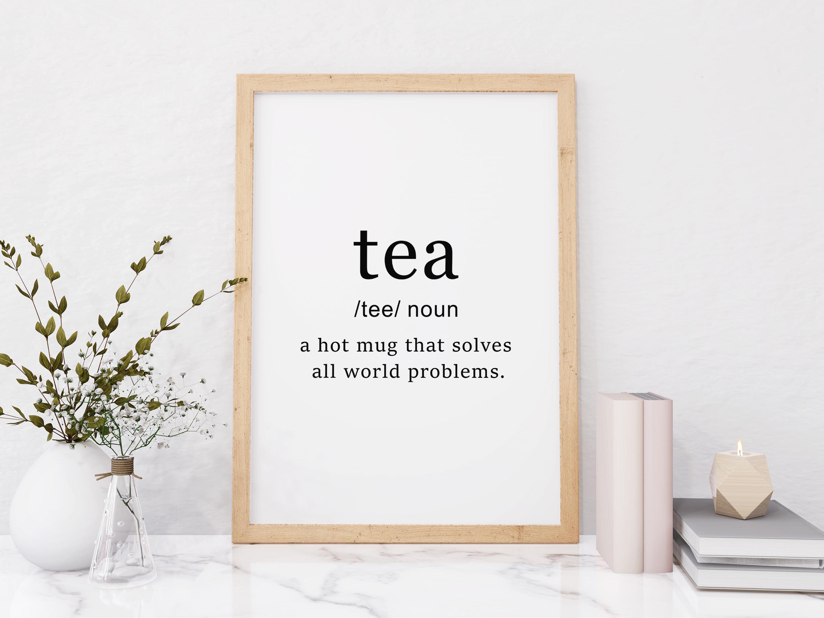 Tea Definition Print, Tea Wall Art, Minimalist Tea Decor, Tea Lover ...