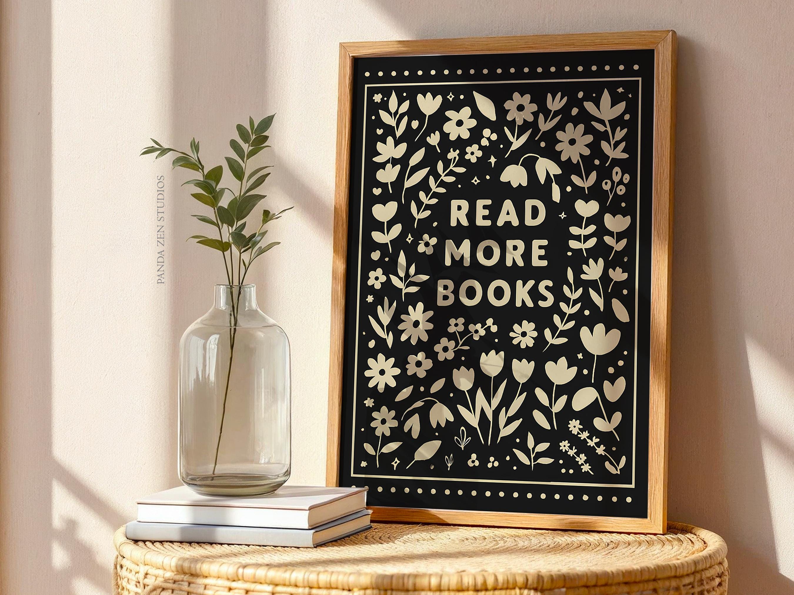 Vintage Library Printable, Read More Books Wall Art, Book Lover Digital ...
