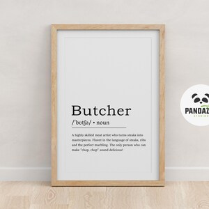 Butcher Definition Print, Funny Butcher Wall Art, Meat Lover Gift ...