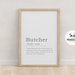 Butcher Definition Print, Funny Butcher Wall Art, Meat Lover Gift ...