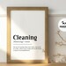 Cleaning Definition Print, Cleaning Printable Wall Art, Cleaning ...