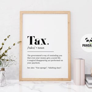 Tax Definition Print, Tax Wall Art Printable, Tax Poster, Accountant ...