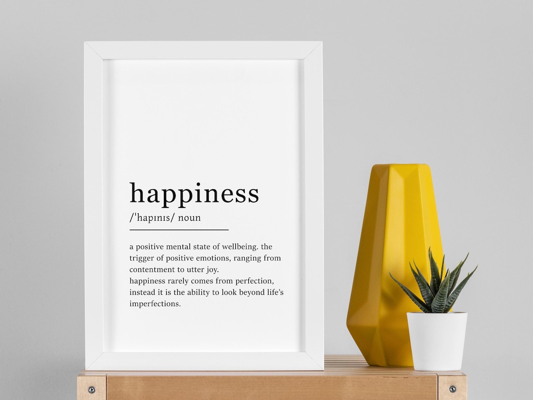 Happiness Definition Print, Happiness Wall Decor, Dictionary Art ...