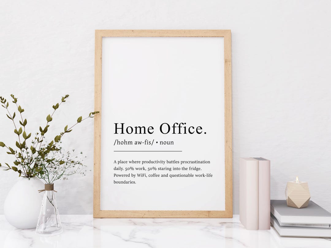 Home Office Definition Print, Funny Work From Home Wall Art, Remote ...