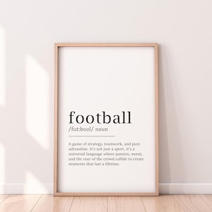 Football Definition Print, Football Wall Decor, Quote Print, Wall Art ...