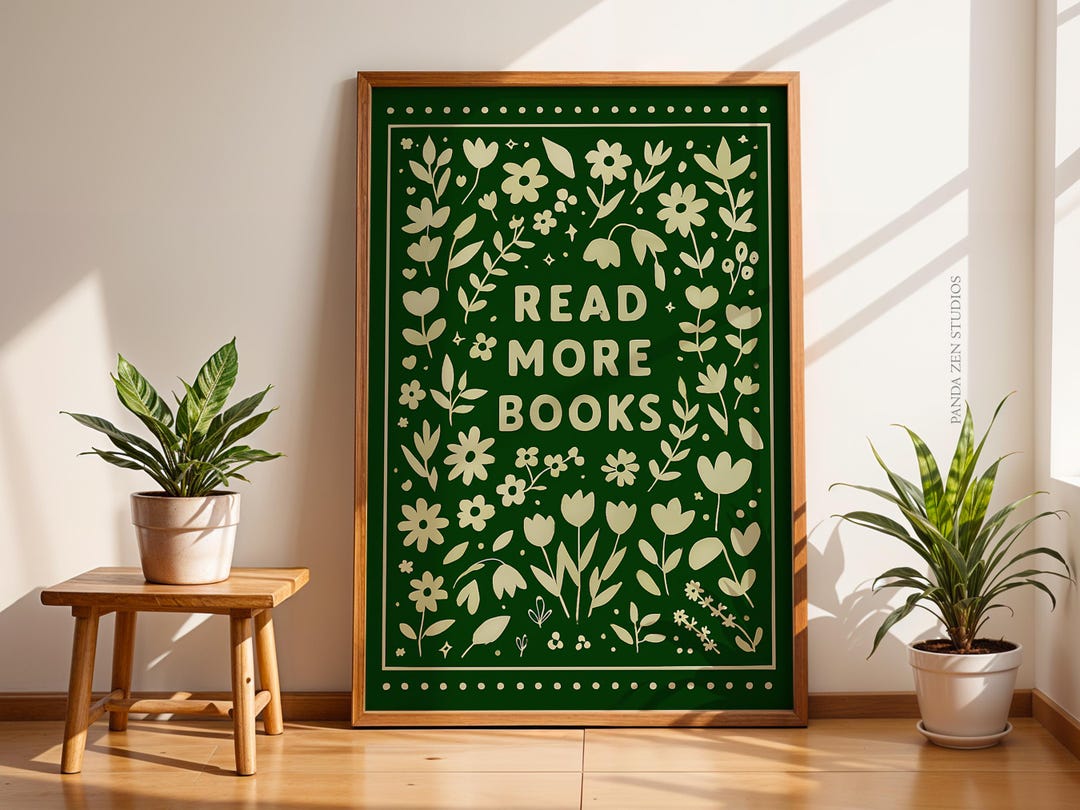 Retro Bookish Poster, Read More Books Wall Art, Vintage Library ...
