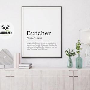 Butcher Definition Print, Funny Butcher Wall Art, Meat Lover Gift ...