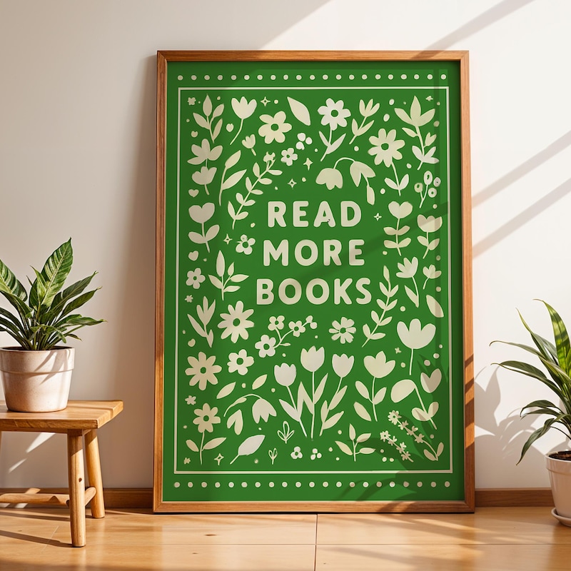 Retro Library Poster Printable - Etsy