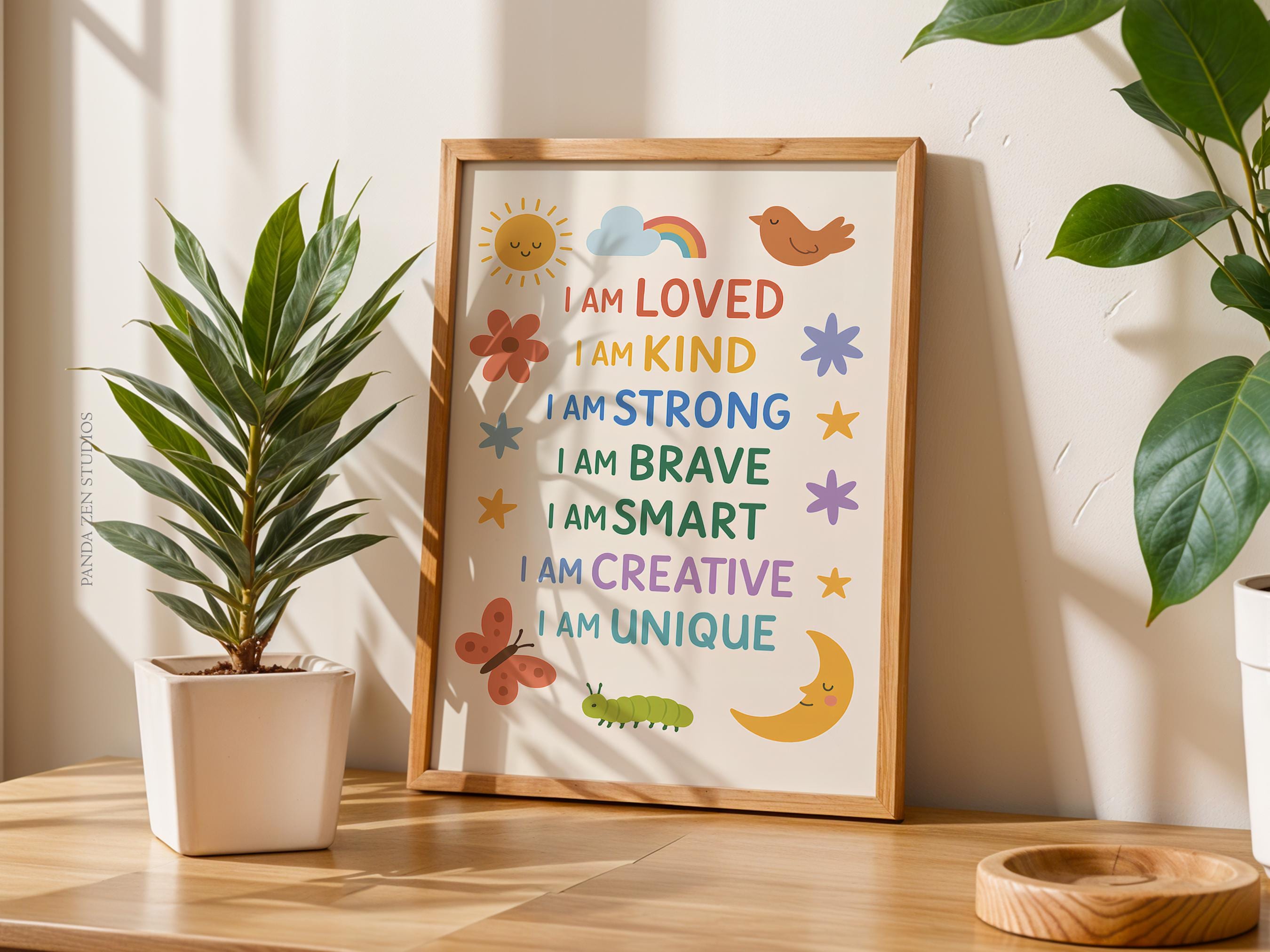 Kids Affirmation Print, Positive I Am Poster, Growth Mindset Wall Art ...