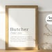 Butcher Definition Print, Funny Butcher Wall Art, Meat Lover Gift ...