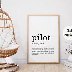 Pilot Definition Print, Pilot Definition Meaning, Printable Wall Art ...