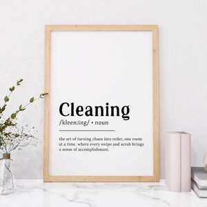 Cleaning Definition Print, Cleaning Printable Wall Art, Cleaning ...