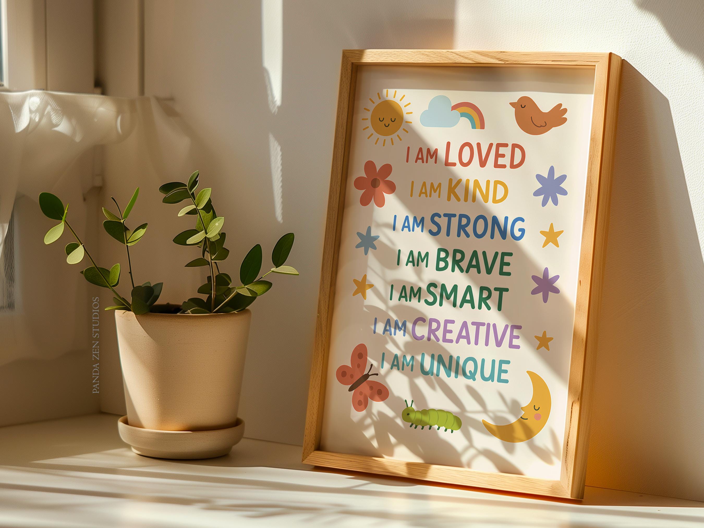 Kids Affirmation Print, Positive I Am Poster, Growth Mindset Wall Art ...