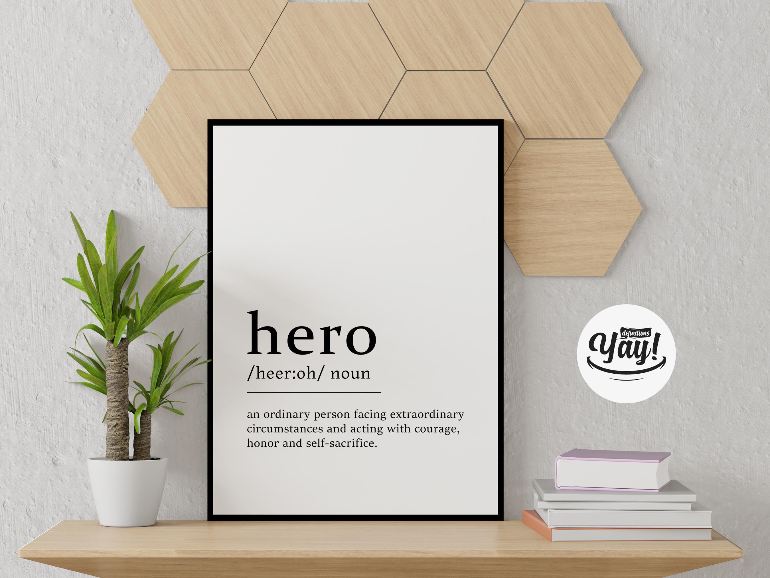 Hero Definition Print, Superhero Gift, Gift for Hero, Soldier Gift ...