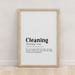 Cleaning Definition Print, Cleaning Printable Wall Art, Cleaning ...