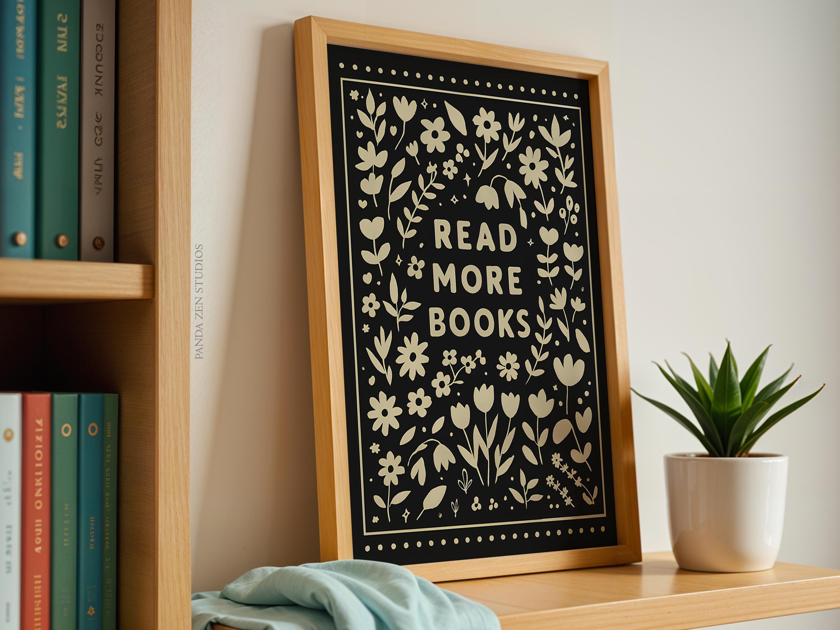 Vintage Library Printable, Read More Books Wall Art, Book Lover Digital ...