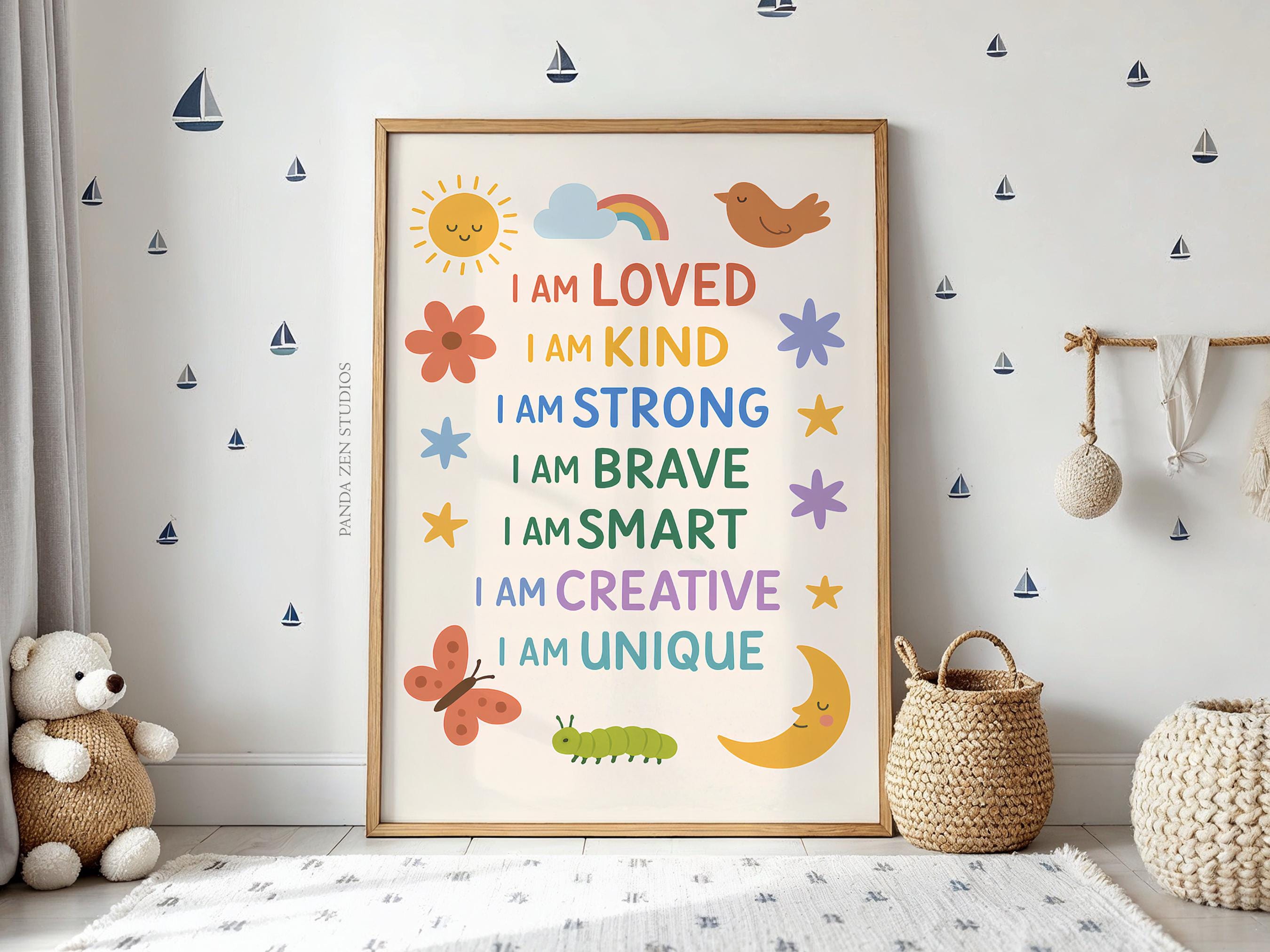 Kids Affirmation Print, Positive I Am Poster, Growth Mindset Wall Art ...