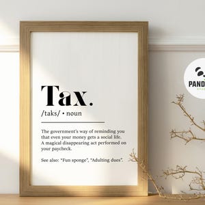 Tax Definition Print, Tax Wall Art Printable, Tax Poster, Accountant ...