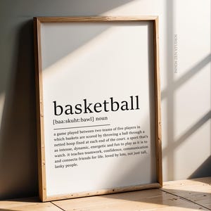 Basketball Definition Print, Basketball Team Gift, Teenager Gift ...