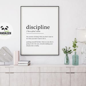 Discipline Definition Print, Motivational Wall Art, Discipline Poster ...