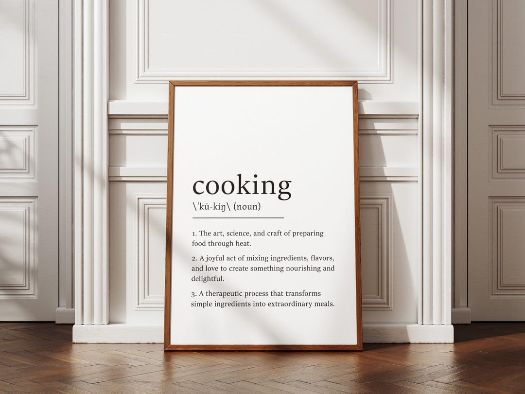 Cooking Definition Print, Kitchen Wall Art, Culinary Art Decor, Digital ...