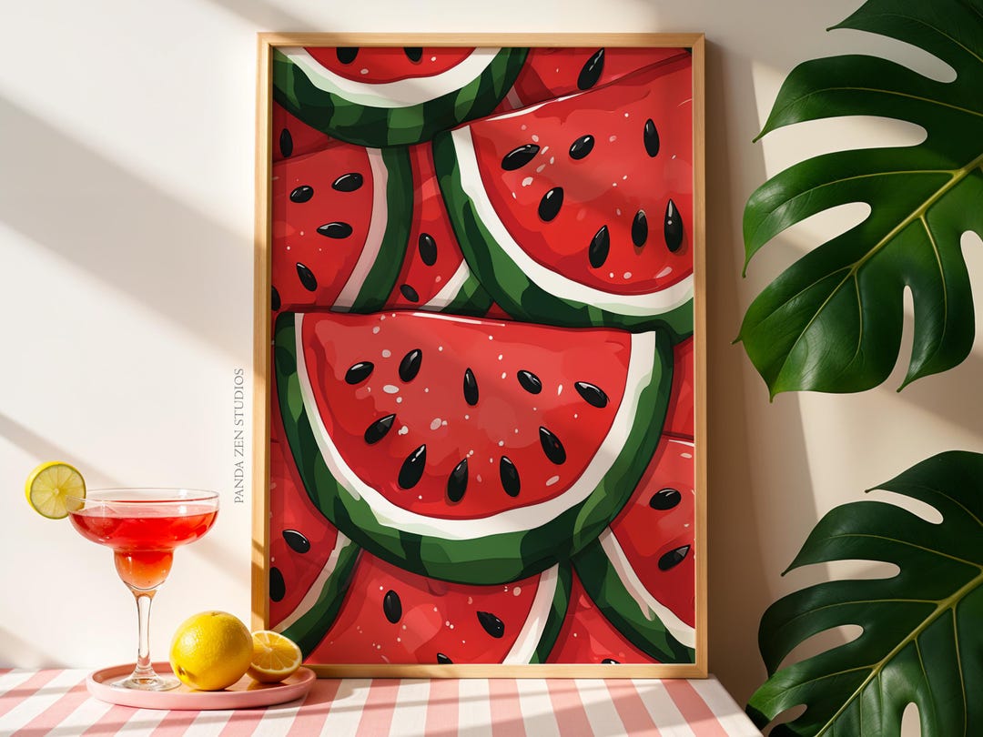 Watermelon Art Print, Vibrant Fruit Wall Art, Summer Kitchen Decor ...