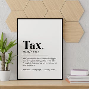 Tax Definition Print, Tax Wall Art Printable, Tax Poster, Accountant ...