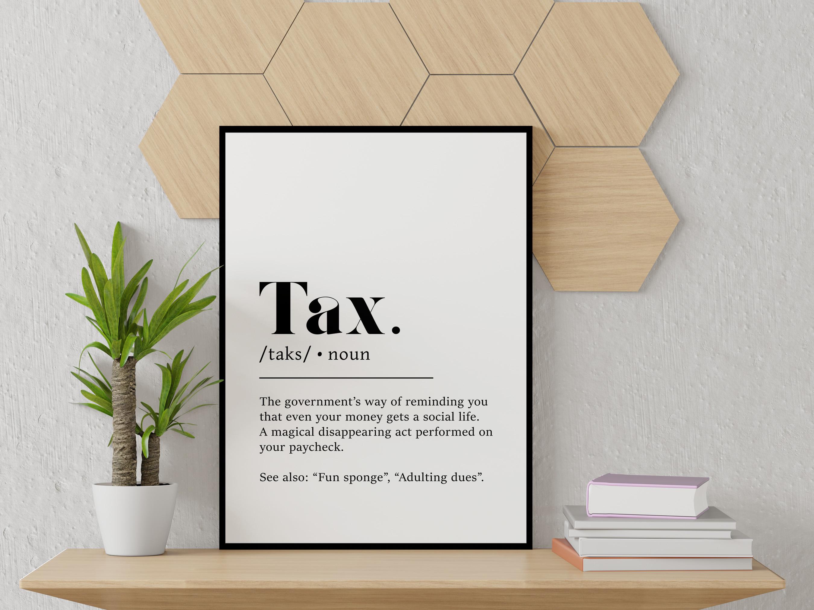 Tax Definition Print, Tax Wall Art Printable, Tax Poster, Accountant ...