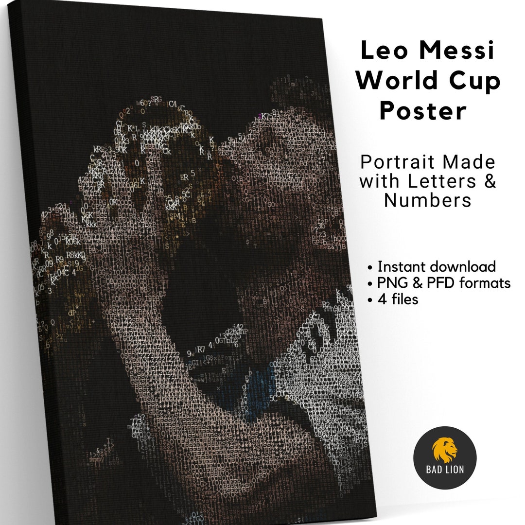Leo Messi World Cup Poster Digital Portrait Made With Letters and ...