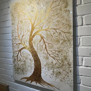 Gold Resin Tree of Life Painting. Jewellery Crystal Original Resin Art ...