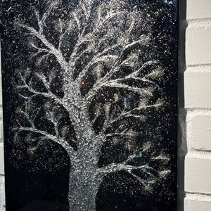 Black Silver Tree of Life Wall Art 3D Resin Painting Original. Unique ...