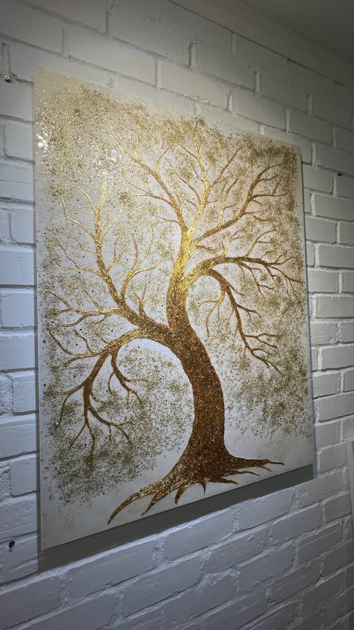 Gold Resin Tree of Life Painting. Jewellery Crystal Original Resin Art ...