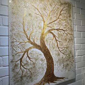 Gold Resin Tree of Life Painting. Jewellery Crystal Original Resin Art ...