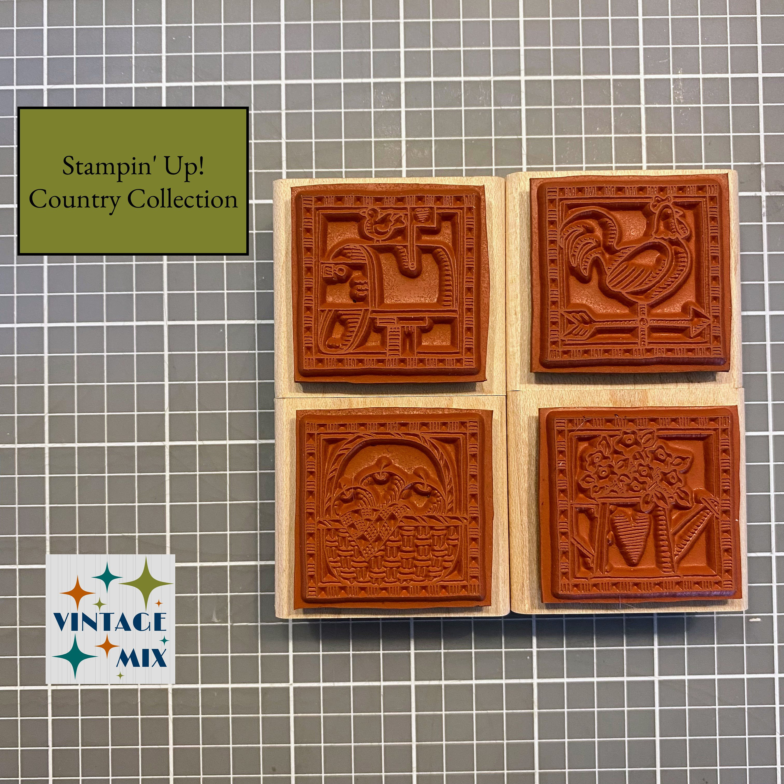 Vintage Stampin' Up! Wood Mount Stamp Sets - Etsy