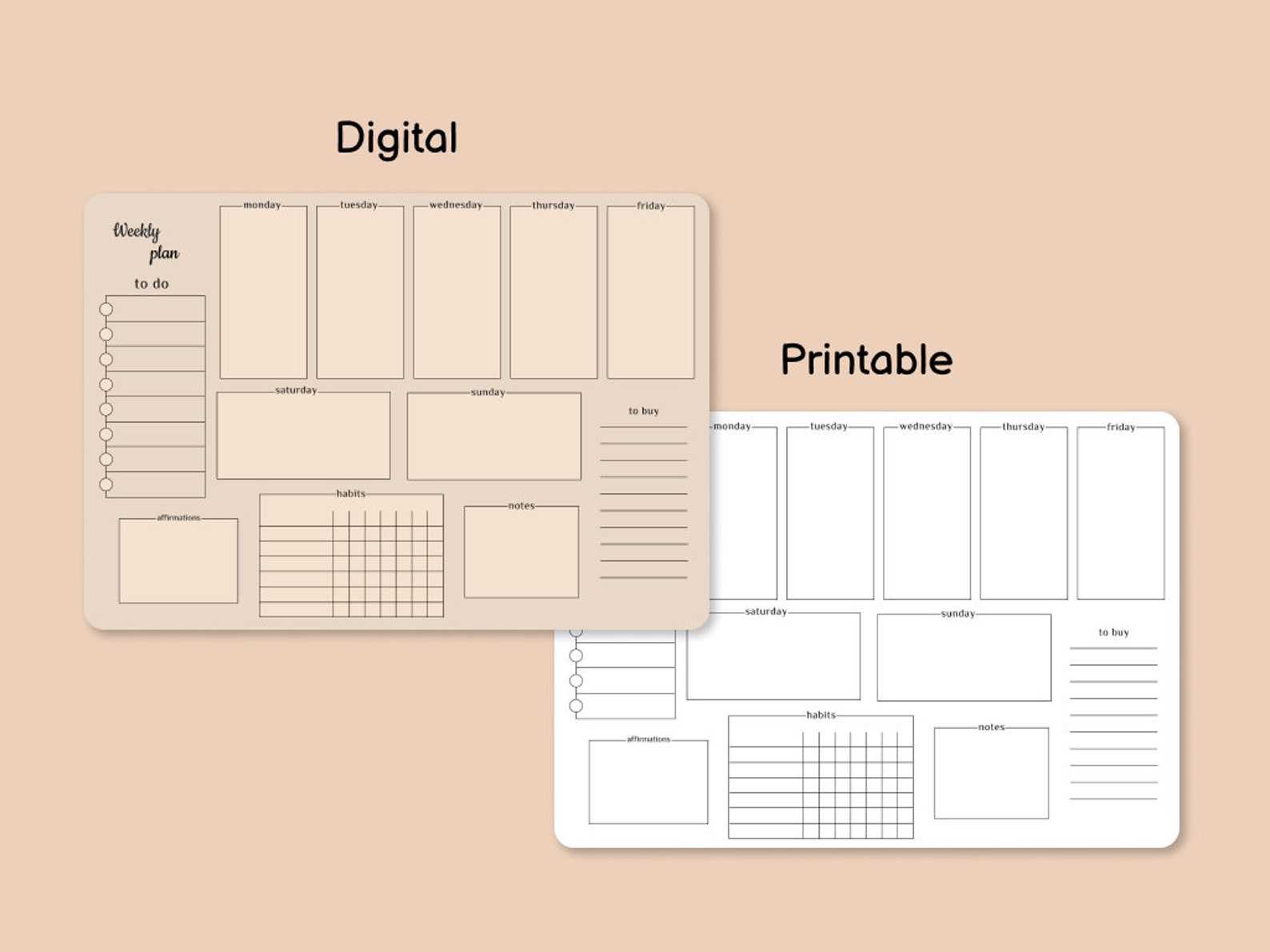 Digital Weekly Planner - Etsy