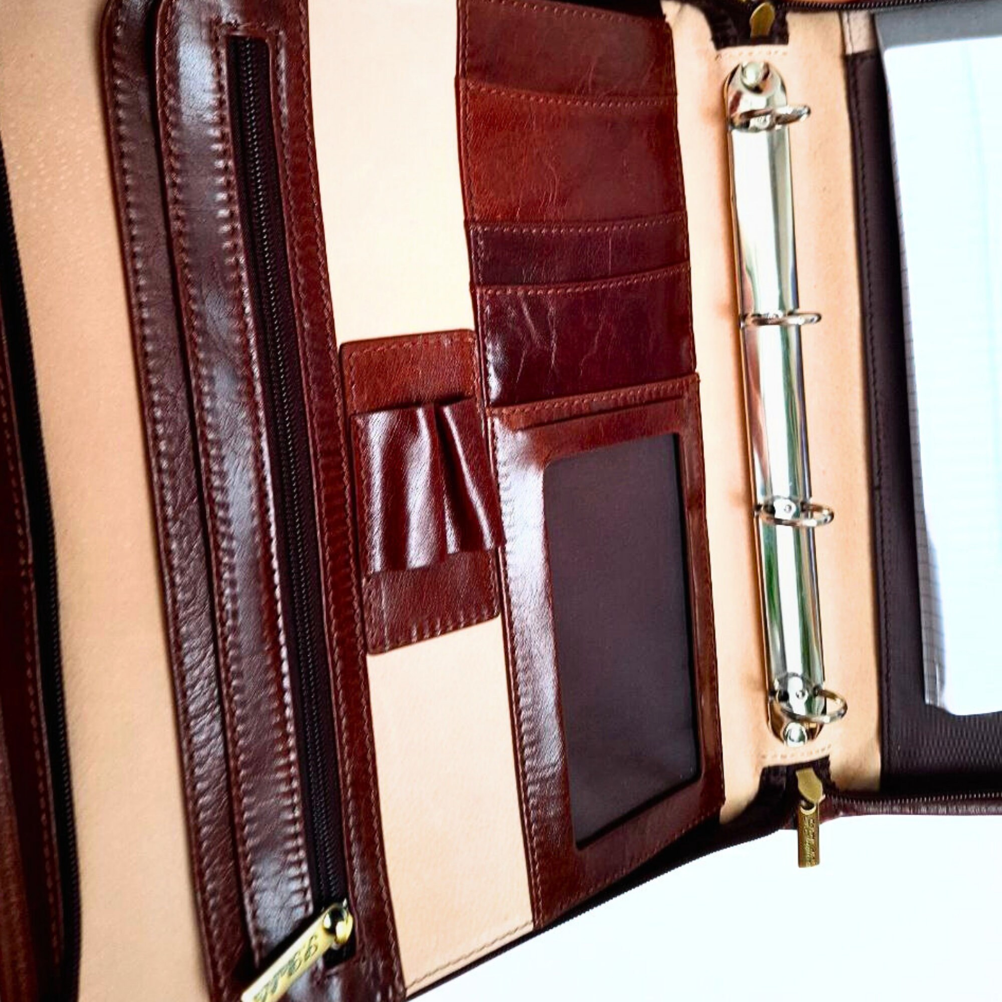 Premium Briefcase Italian Genuine Leather A4 Conference Pad Portfolio ...