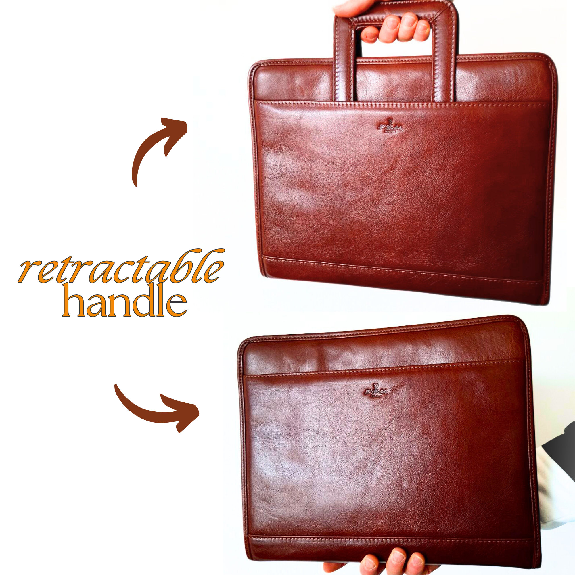 Premium Briefcase Italian Genuine Leather A4 Conference Pad Portfolio ...