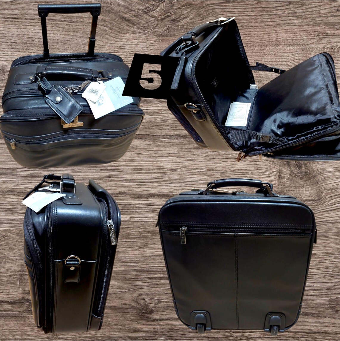 Italy Genuine Leather Business Case Trolley Bag Briefcase Expandable ...