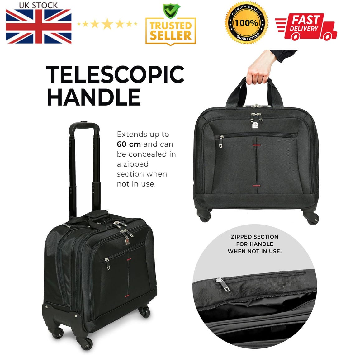 Tassia Roller Bag-wheeled Laptop Bag-black Hand Luggage Case-business ...