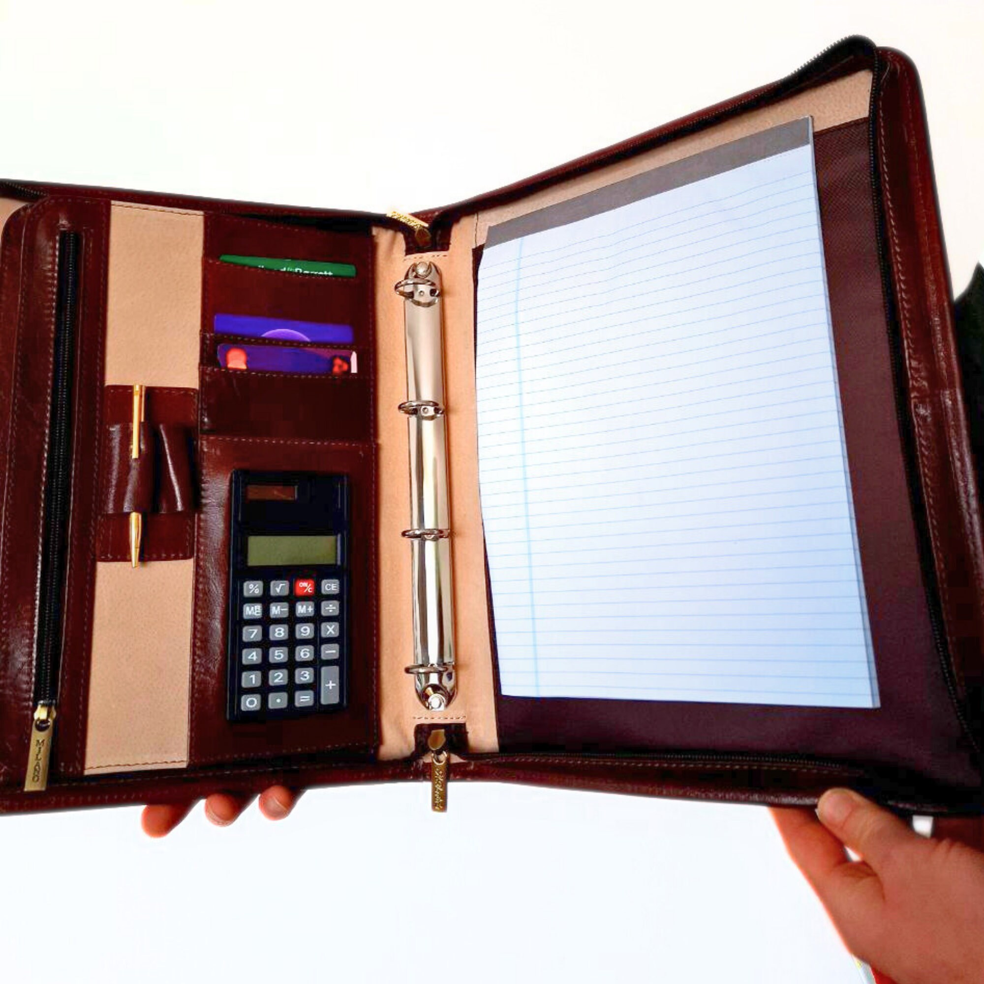 Premium Briefcase Italian Genuine Leather A4 Conference Pad Portfolio ...