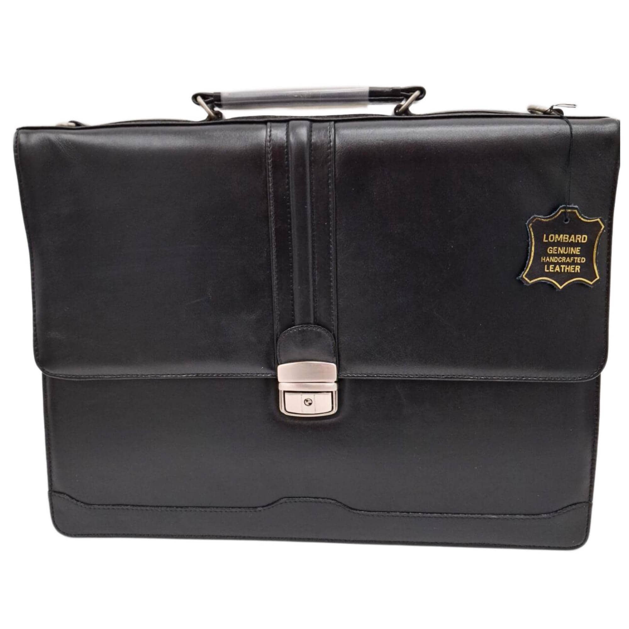 Black Briefcase Genuine Handcrafted Soft Leather Business 15.6 Laptop ...