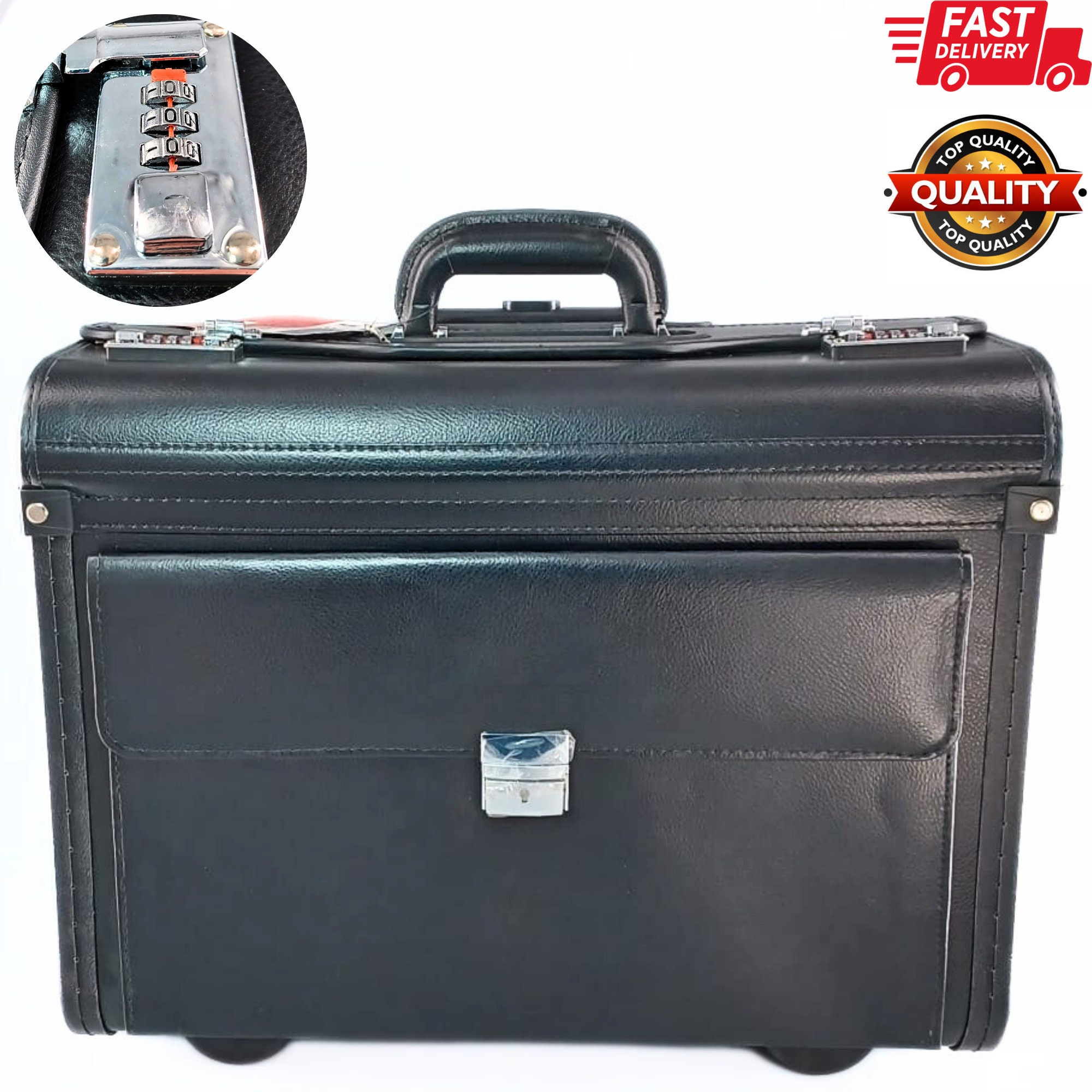 Wheeled Pilot Case Briefcase Business Laptop Case Flight Briefcase Bag ...
