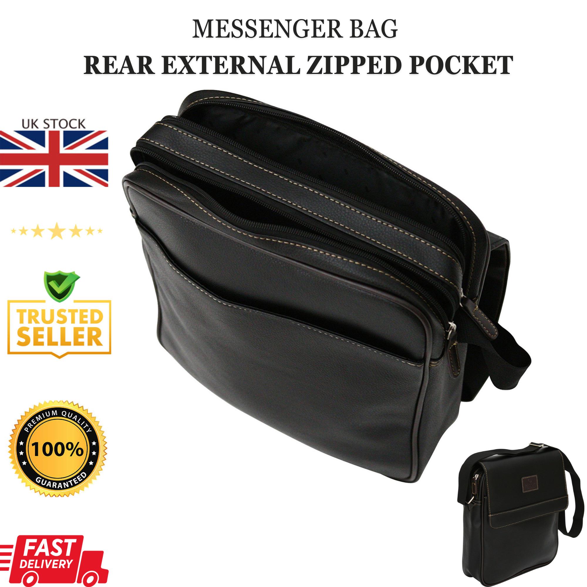 Messenger Bag Front Flap Travel Bag PU Leather Messenger Bag - Rear ...