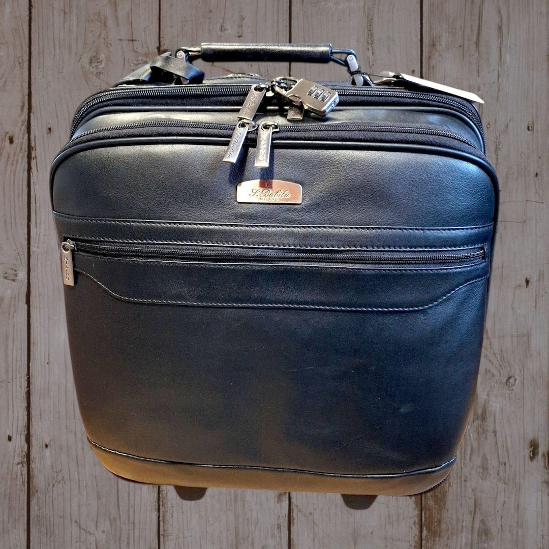 Italian Leather Wheeled Business Case Briefcase Laptop Case Flight ...