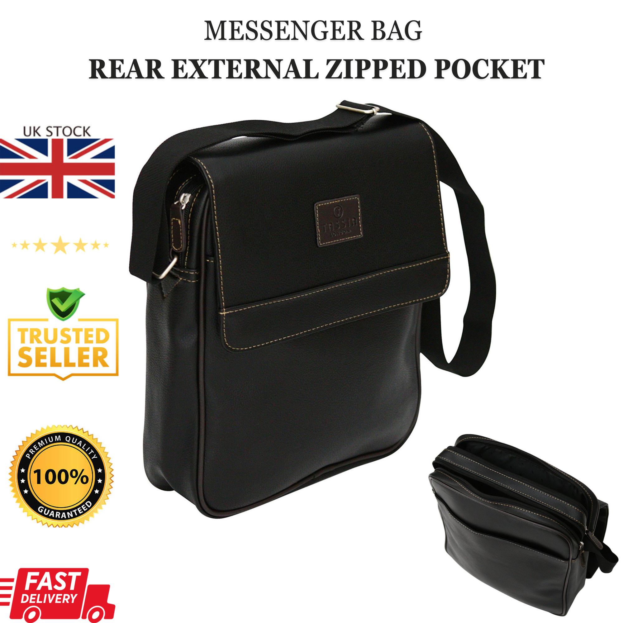 Messenger Bag Front Flap Travel Bag PU Leather Messenger Bag - Rear ...