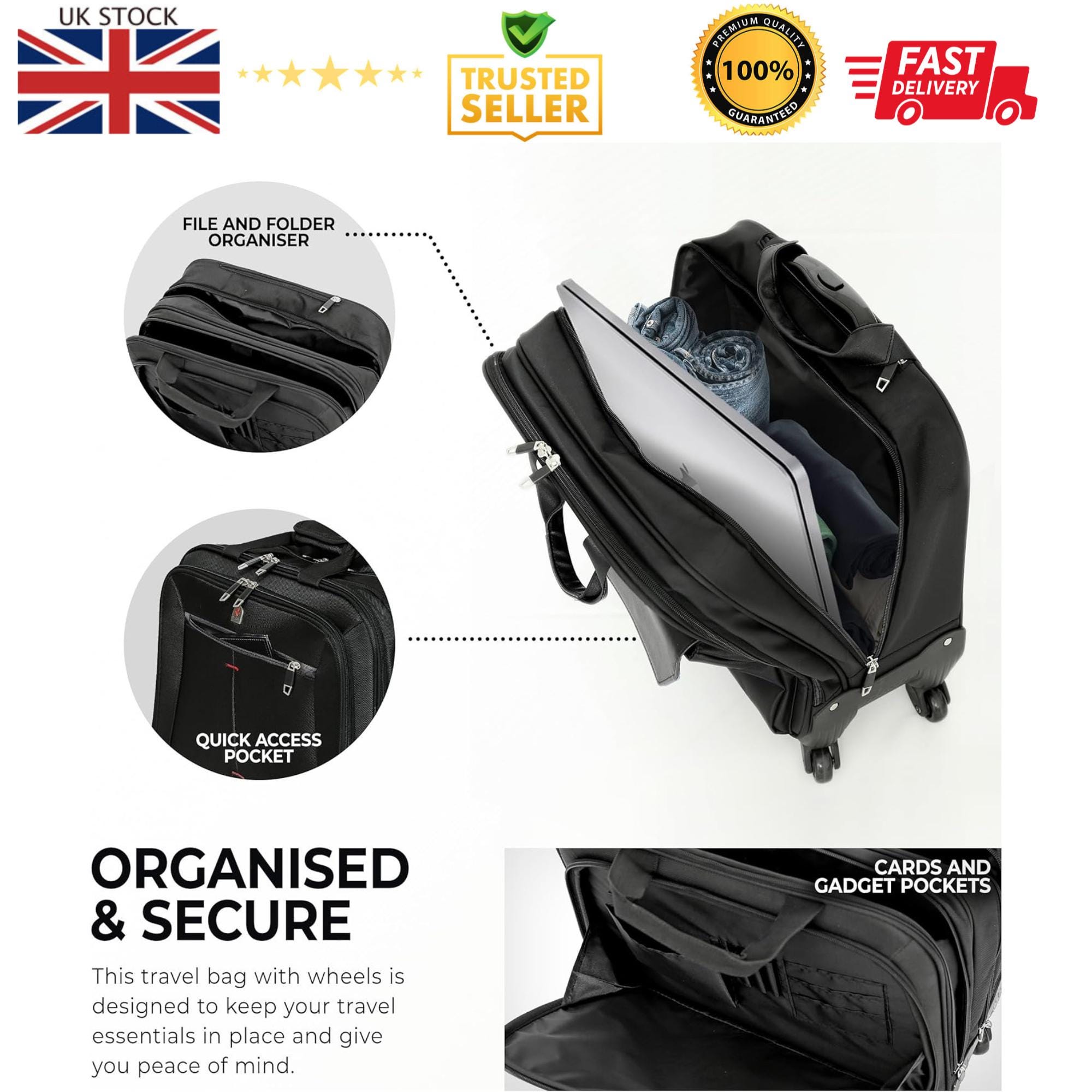 Tassia Roller Bag-wheeled Laptop Bag-black Hand Luggage Case-business ...
